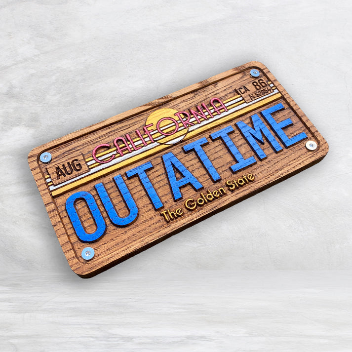 Back to the Future OUTATIME Wood License Plate – Sparky's Woodworks